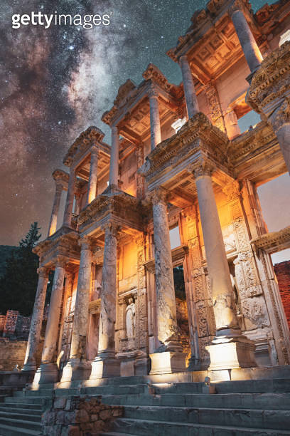 Celsus library in the Ancient City of Ephesus with its magnificent view ...