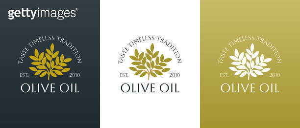 Vector logo of olive tree with leaves. Modern hand drawn vector olive oil icons. Branding ...