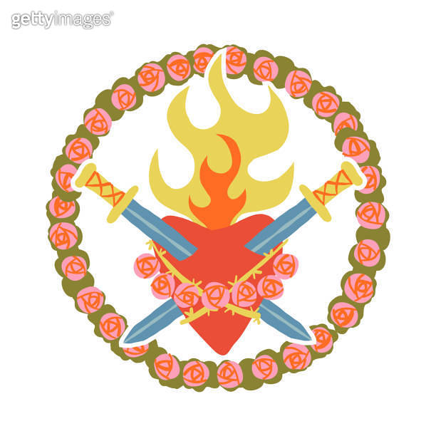 Mexican, Spanish sacred heart, Milagros flaming heart of Jesus in the ...