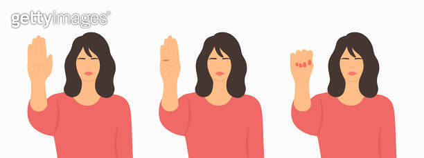 Young Woman Showing SOS Hand Signals For Help. International Day For ...