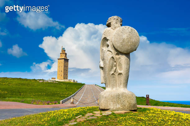 Statue of Breogan, the mythical Celtic king from Galicia located near ...