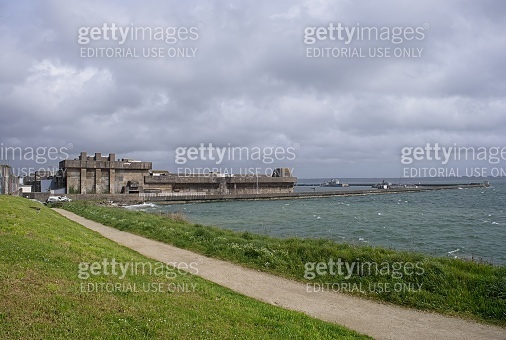 German submarine base in Lorient. It's a fortified U-boot pens built by ...