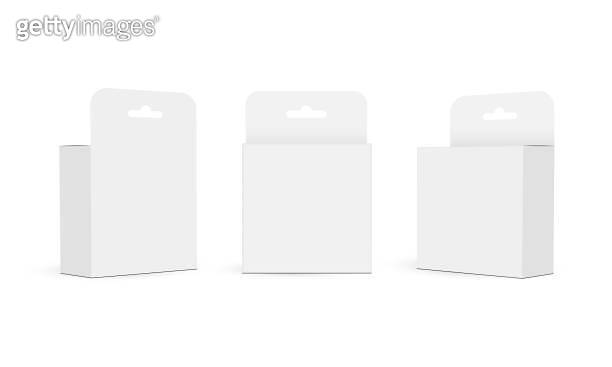 Packaging Boxes With Hanging Holes, Front, Side, Back Side View ...