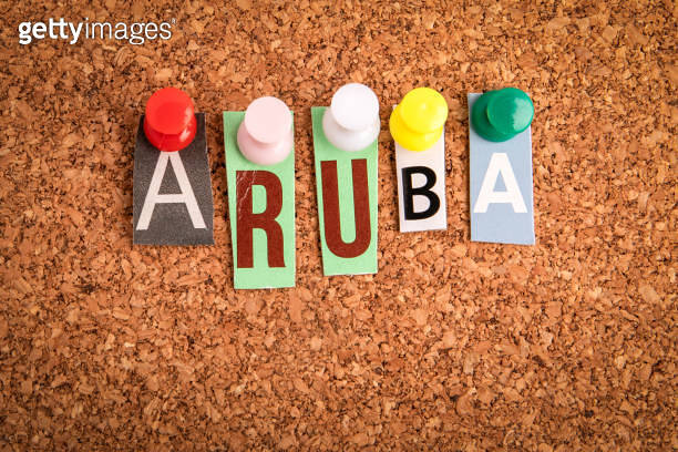 ARUBA. Letters pinned to a cork notice board (1997142309) - 게티이미지뱅크
