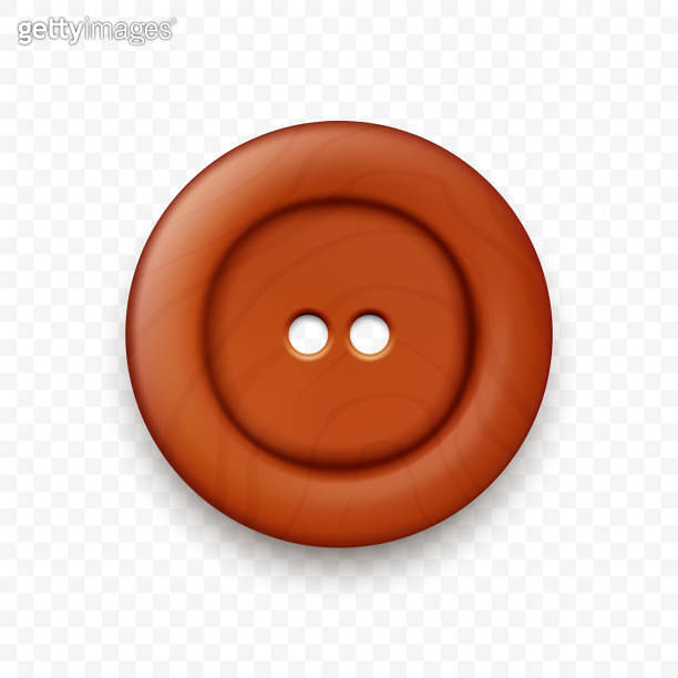 Vector Brown Color Wooden Two Holes Clothes Button Closeup, Isolated on ...
