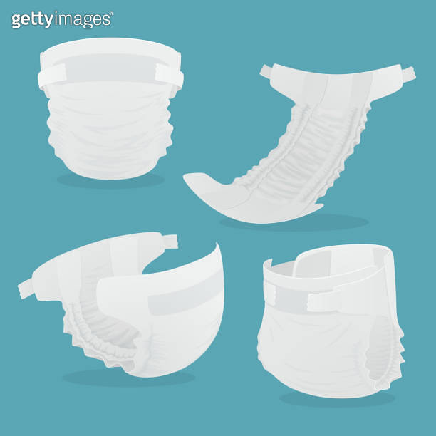 Flat Vector Illustration of a Baby Diaper. Side and Front View ...
