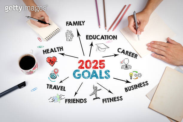 2025 Goals Concept. The meeting at the white office table 이미지 ...
