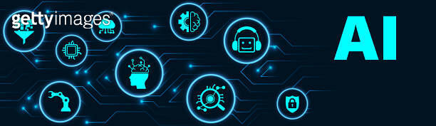 Ai technology, Artificial Intelligence. Artificial intelligence icon set. Containing machine ...