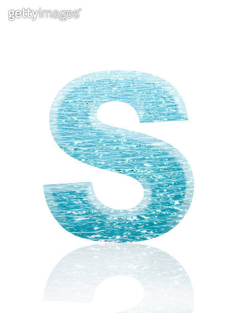 Isolated shot of three-dimensional shining sea water surface alphabet ...