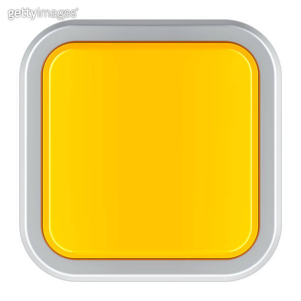 Yellow web push button, square. Front view, 3D rendering (2151309188 ...