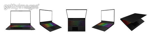 Modern laptop. Group photo of laptop taken from different angles ...
