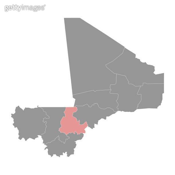 Segou region map, administrative division of Mali. Vector illustration ...