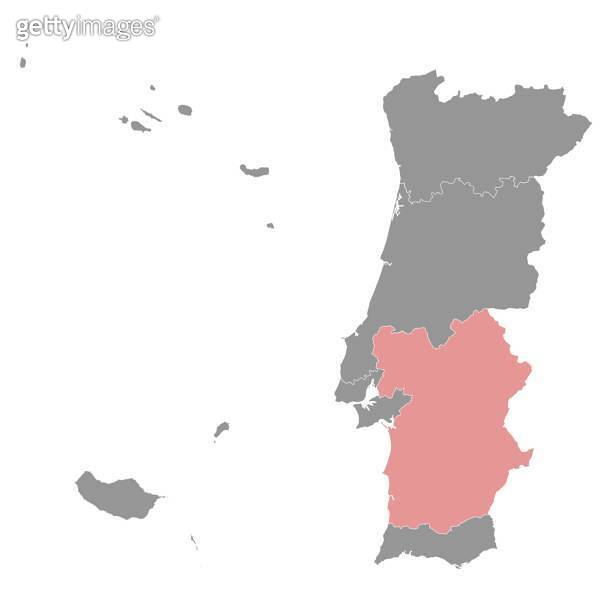 Alentejo Region map, administrative division of Portugal. Vector ...