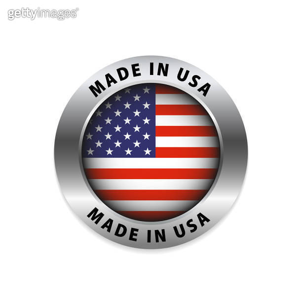 Made in usa rounded vector symbol. Made in USA flag logo. English brand ...