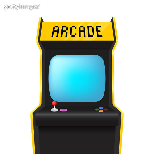 Arcade game screen. 80s retro start play and game over interface screen ...
