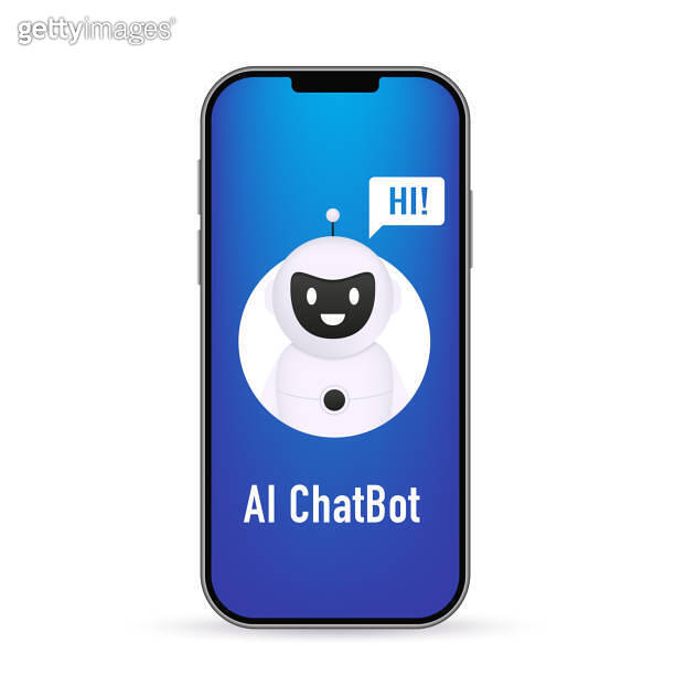 Communication with ai bot via mobile phone. AI servers and robot ...