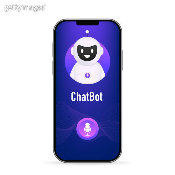 Communication with ai bot via mobile phone. AI servers and robot ...