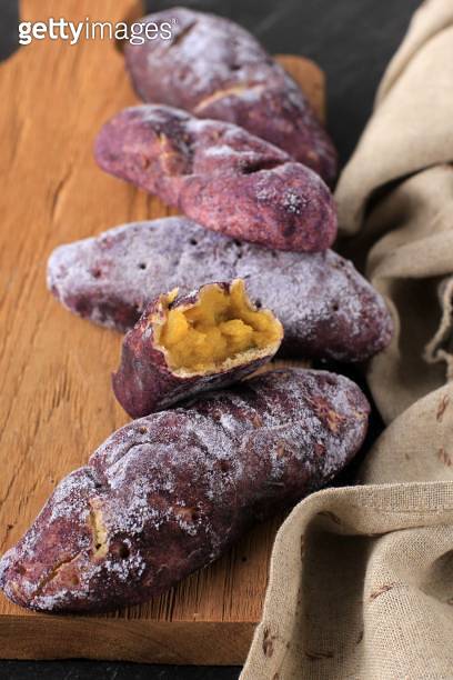Korean Sweet Potato Mochi Bread, Made from Purple Yam (Goguma), Milk ...