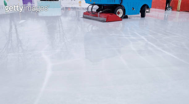 Ice cleaning machine. General and close-up of a professional machine ...