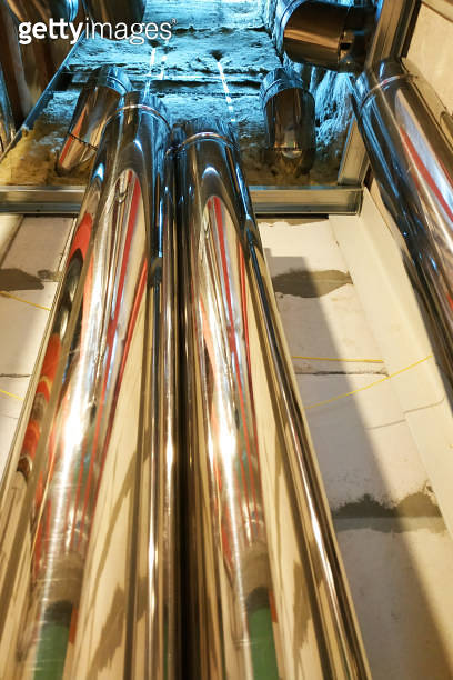 Wiring and installation of a chimney in a newly built house. 이미지 ...