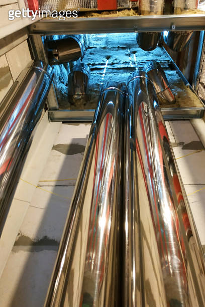 Wiring and installation of a chimney in a newly built house. 이미지 ...