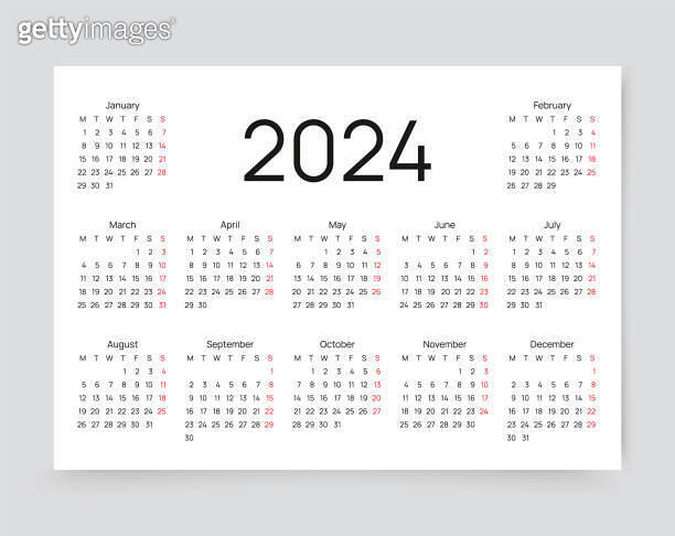 Calendar 2024 year. Calender template with 12 month. Vector ...