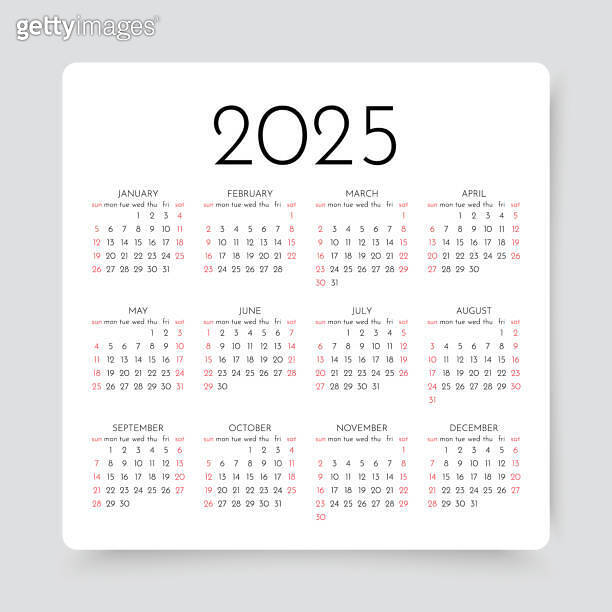 Calendar for 2025 year. Calender grid of planner. Vector illustration ...