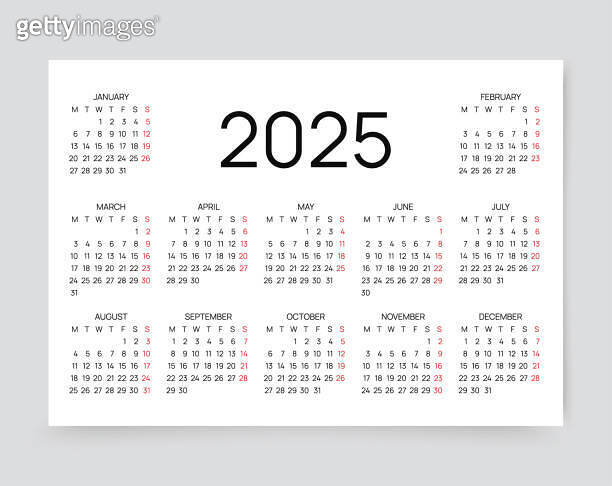 2025 calendar. Calender template for year. Vector illustration ...