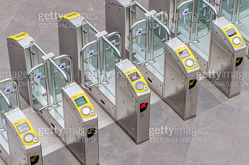 Train check in and check out gate inside the central railway station in ...