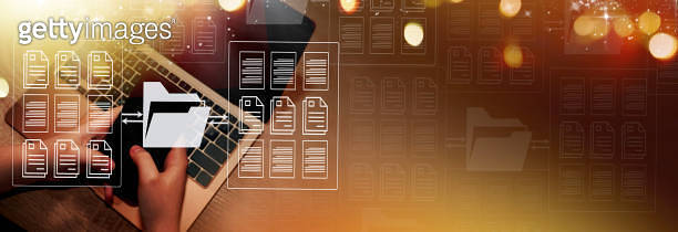 Online documentation database. AI document management system DMS concept. FTP (File Transfer ...