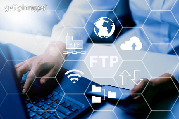 FTP (File Transfer Protocol), Secure FTP. Internet cloud technology ...