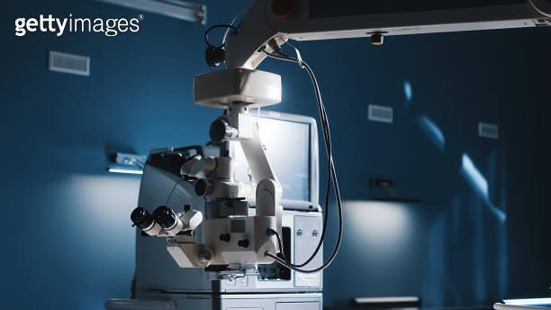 Interior of a modern ophthalmology operating room with modern equipment ...