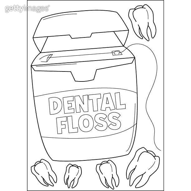 floss personal hygiene coloring book page (2169845095) 일러스트, 무료 일러스트 ...