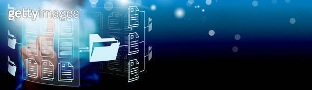 Online documentation database. AI document management system DMS concept. FTP (File Transfer ...