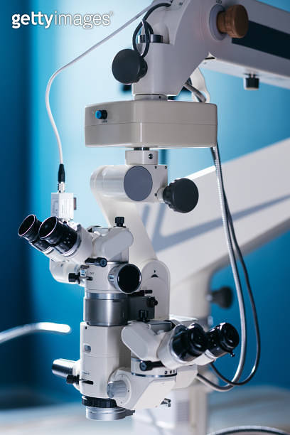 Surgical microscope in the operating room of a modern ophthalmology ...