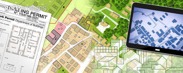 Imaginary General Urban Plan and Buildings Permit with indications of ...