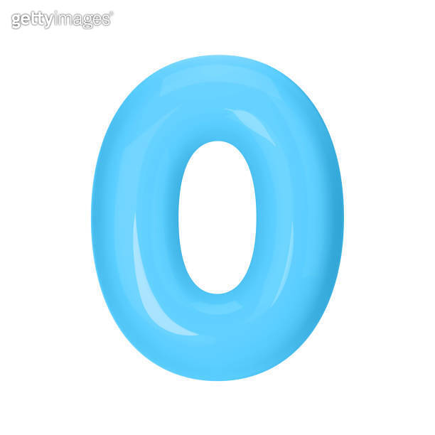 Numeral 0 - Blue Plastic Balloon Number zero Isolated on White Background. 3D Style Vector ...