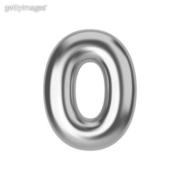 Silver number 0. Foil and latex balloon number zero in 3d style ...