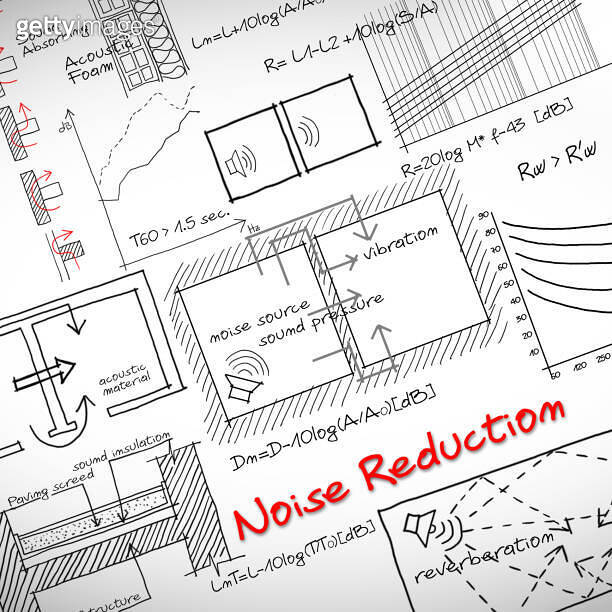 Formulas about noise reduction in buildings - concept image 이미지 ...