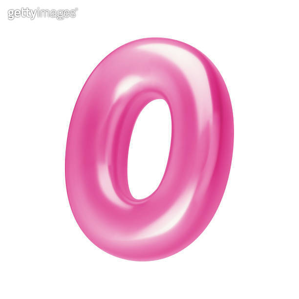 Number pink 0. Foil and chrome balloon number zero in 3d style ...