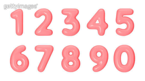 3D numbers plastic pink from 0 to 9. Vector illustration 이미지 ...