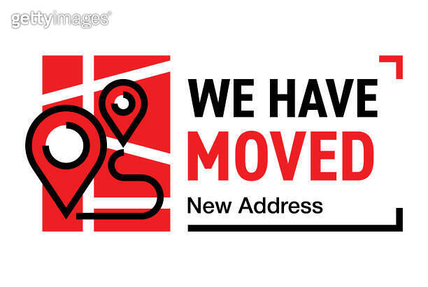 We Have Moved - sticker in bold line for relocated address 이미지 ...