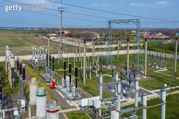 Top View of High Voltage Electrical Substation Using Drone 이미지 ...