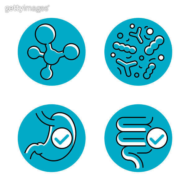 Probiotics icons set for labeling, in circle shape (2149968670) - 게티이미지뱅크