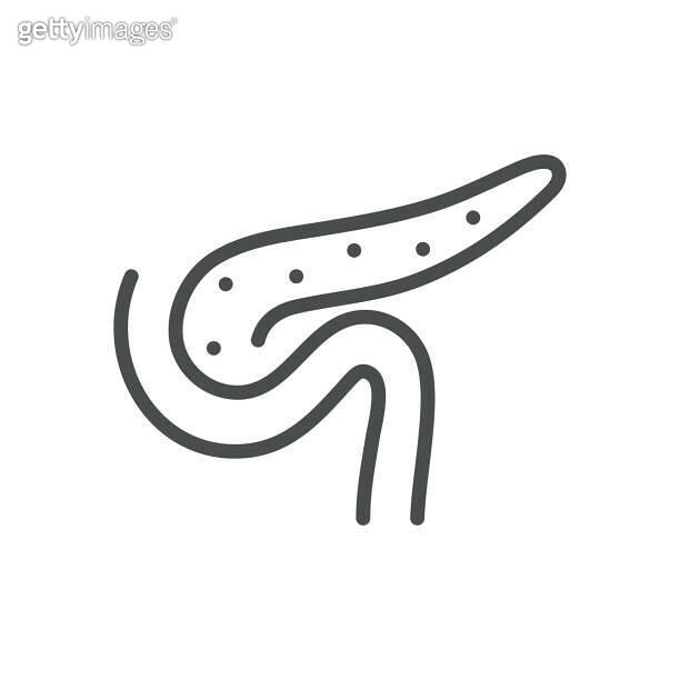 Pancreas Icon. Simple Isolated Line Illustration of Human Pancreas ...