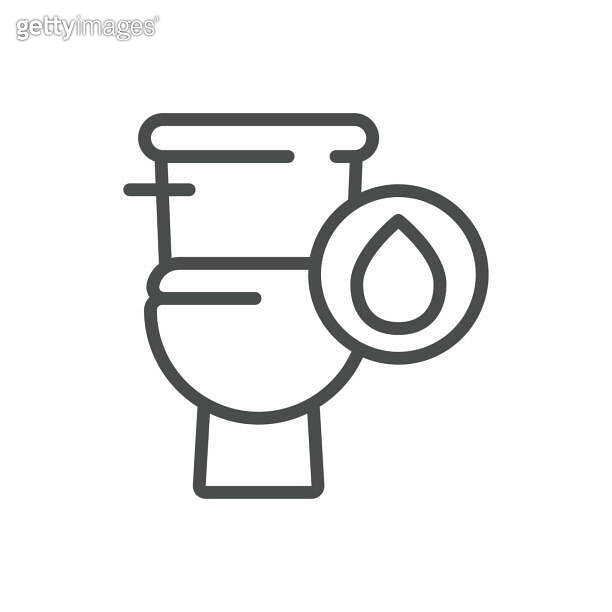 Frequent Urination Icon. Line Vector Illustration of Toilet with Water ...