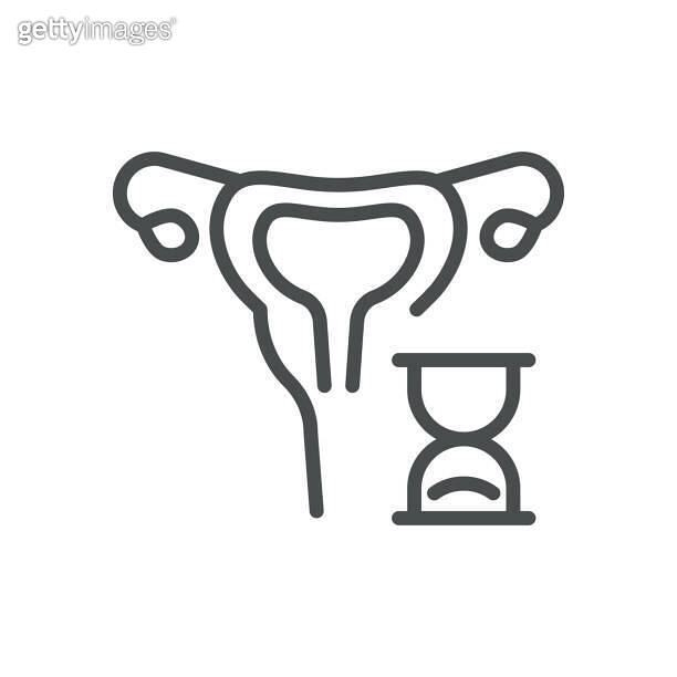 Perimenopause Icon. Simple Line Illustration of a Uterus with Hourglass ...
