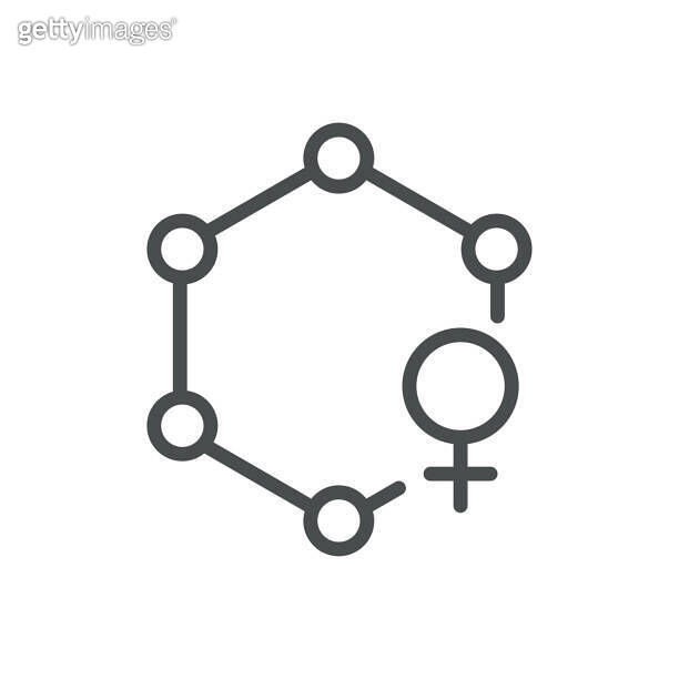 Estrogen Female Hormone Icon. Simple Line Illustration of Molecular ...