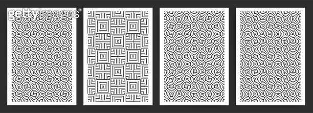 Minimal Wavy Line and Concentric Circle Pattern Set. Seamless Geometric ...