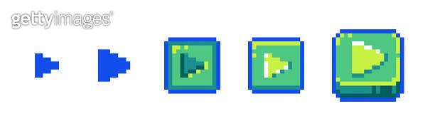 Pixel Play Button Set for Retro Game UI. Retro 8-Bit Style Start ...